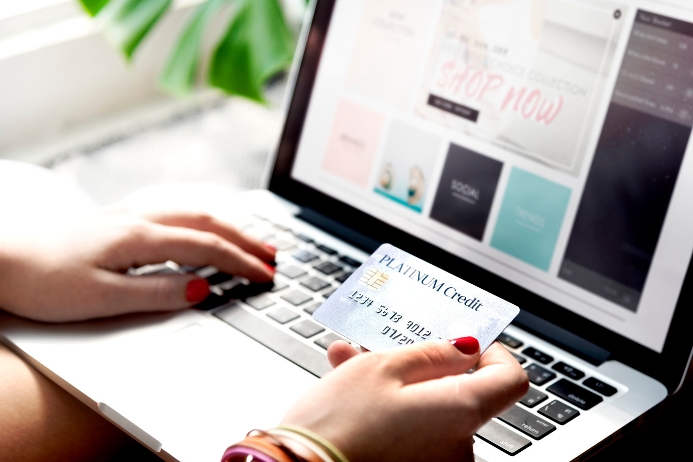 Online payment featuring closeup, computer, and credit card, a Holiday ...