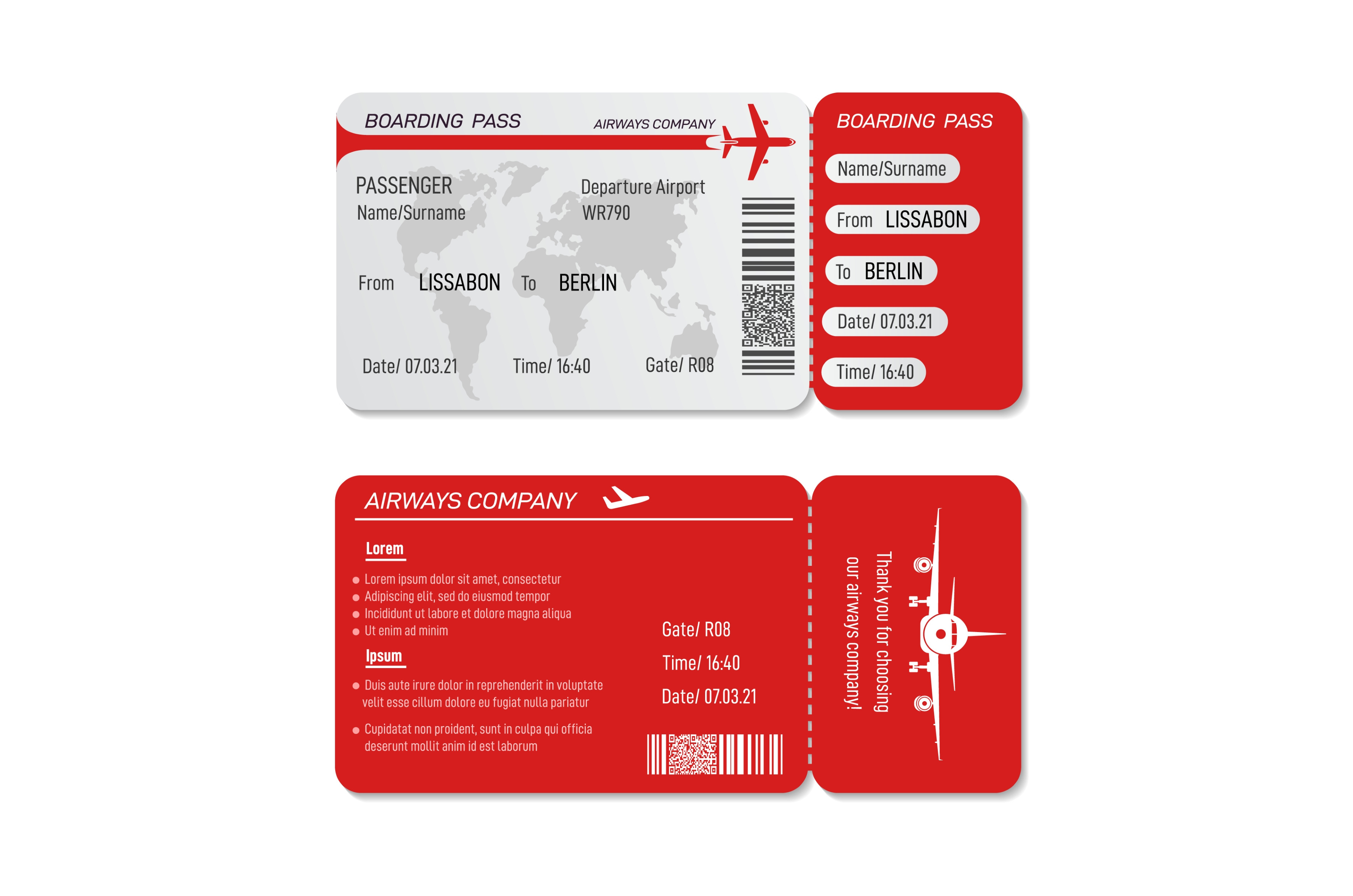 Realistic boarding pass. Plane, an Object Graphic by LadadikArt