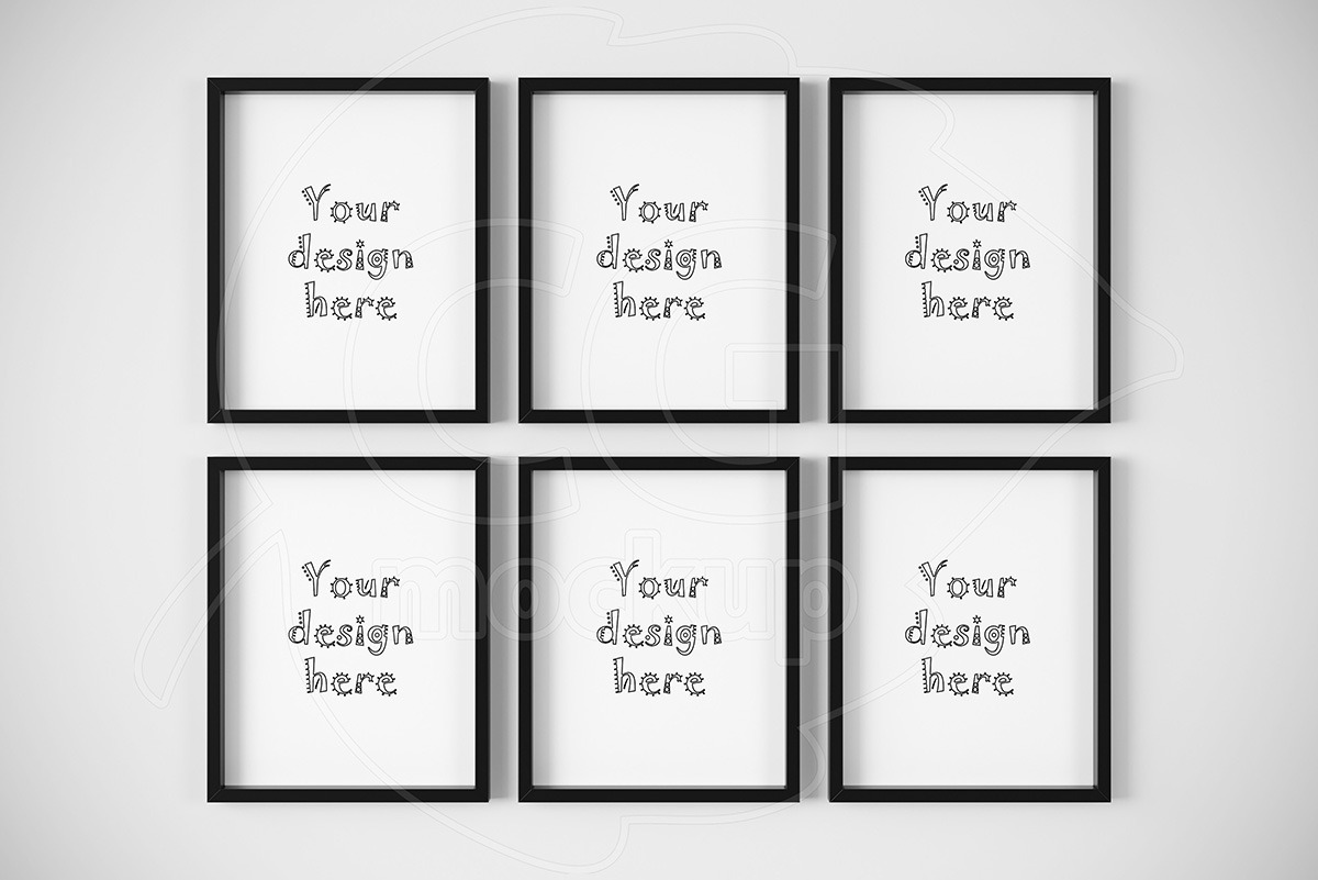 Set of 6 basic frames 8x10 mockup, a Print Template by CGmockup