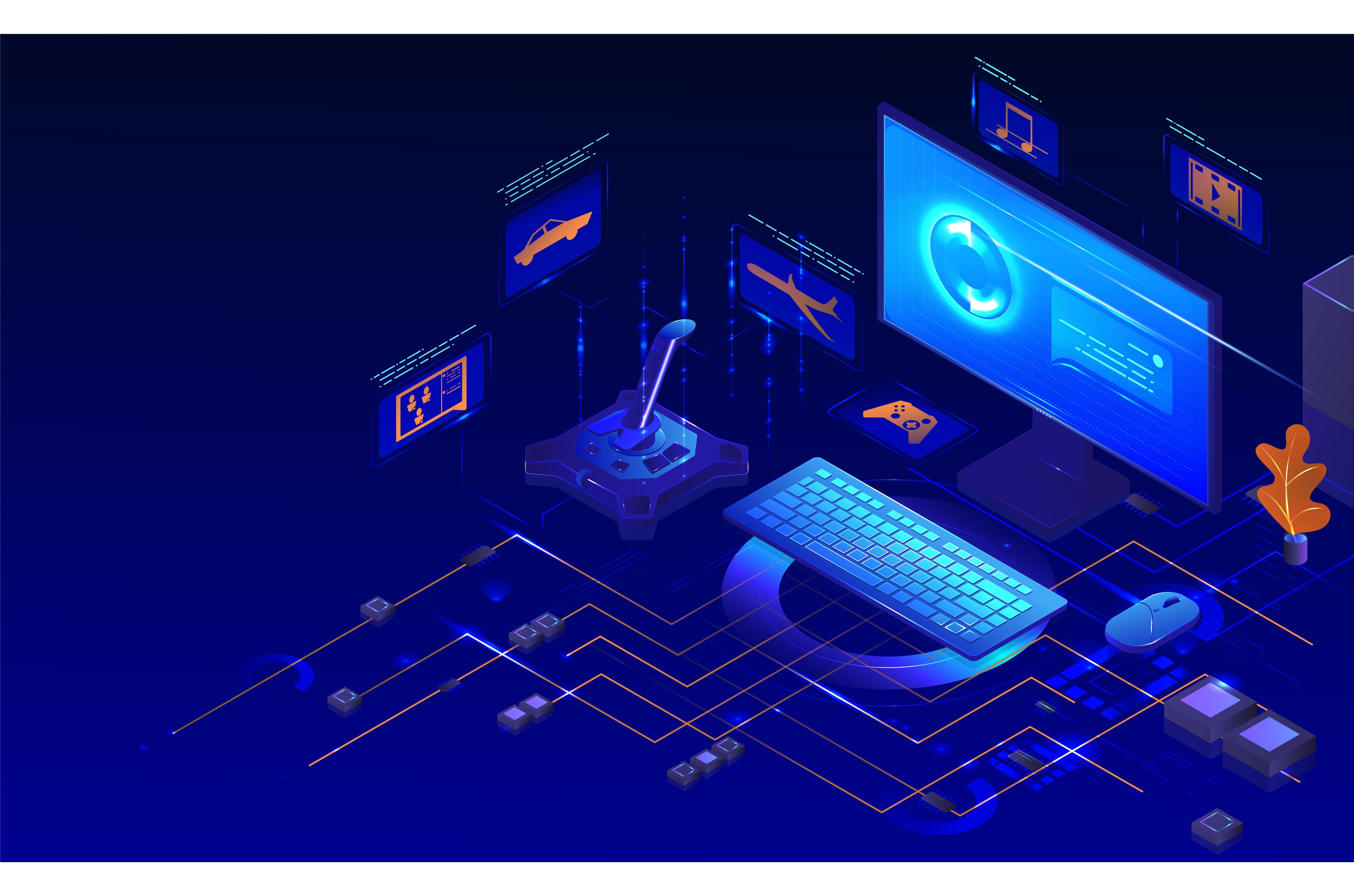 Computer gaming set. Isometric, a Person Illustration by Siberian Art ...