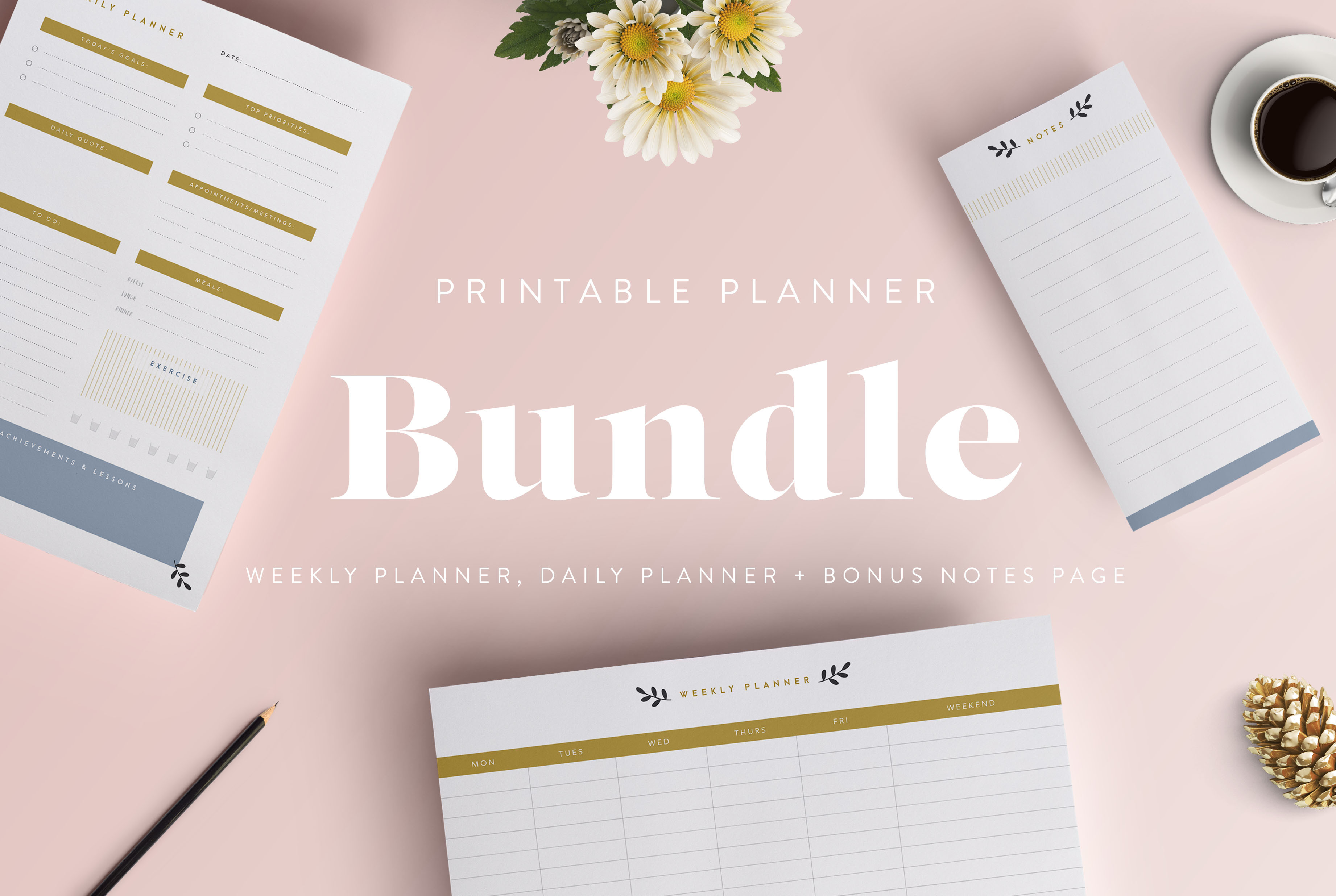 Printable Planner Bundle, a Stationery Template by The Template Depot