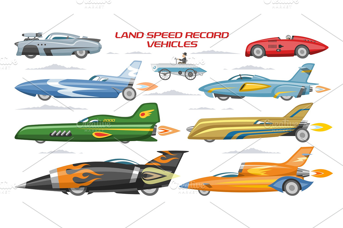 Record speed car vector landspeed, a Technology Illustration by RocketArt