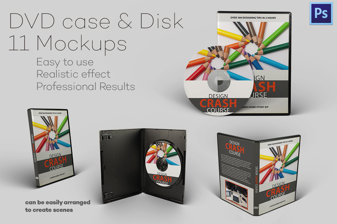 DVD case & Disk - 11 Mockups, a Product Mockup by Illusiongraphic