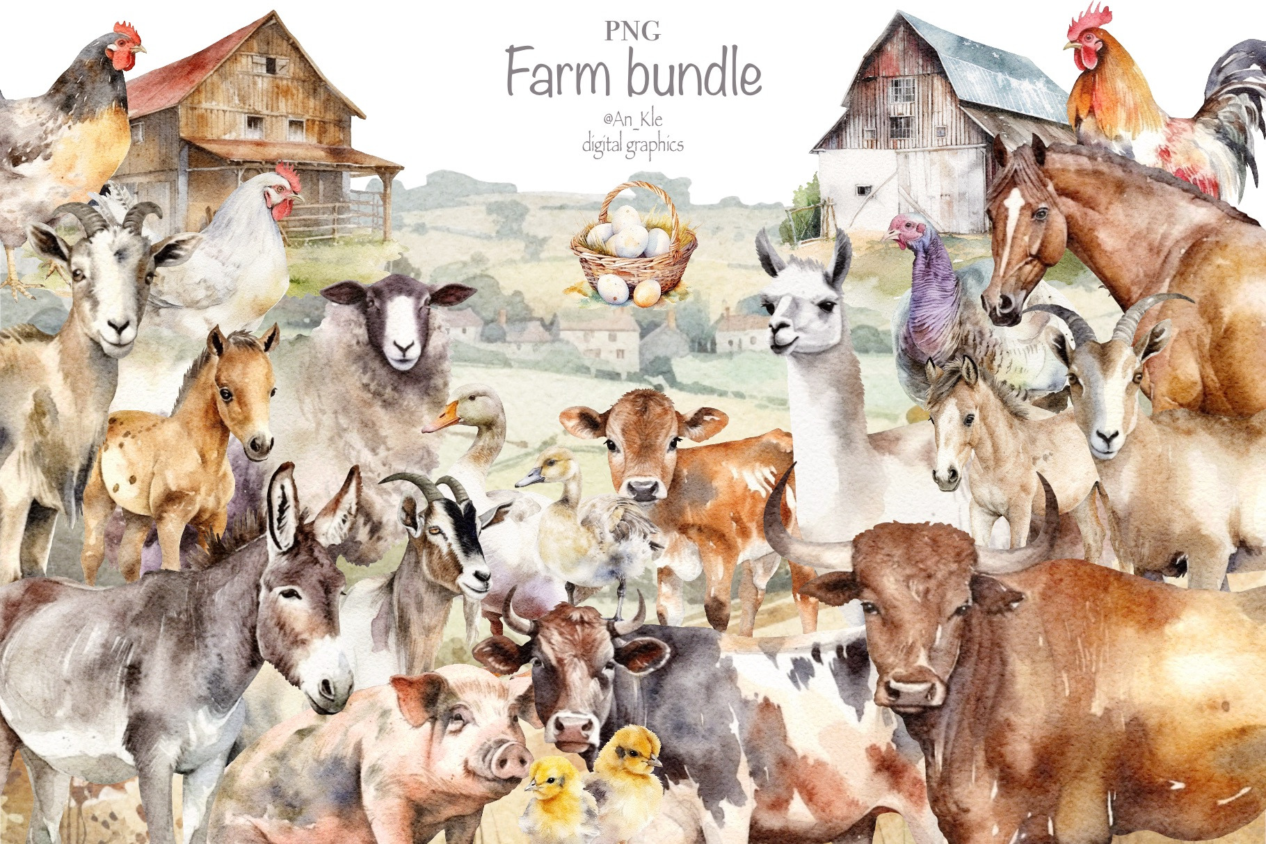 Farm Bundle, an Animal Illustration by TheCuteShop