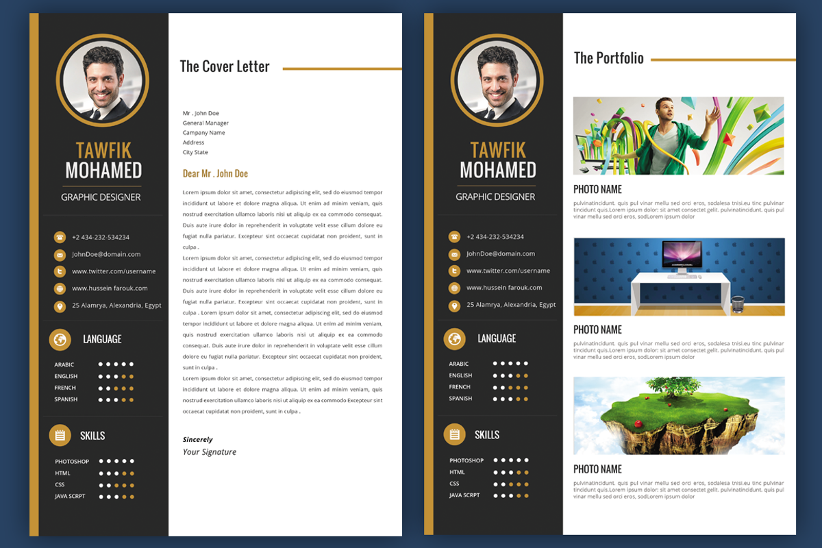 Cv+Portfolio+Coverletter (Psd+Word), a Resume Template by Nody4Design