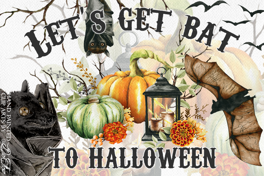 Halloween Bat Watercolor Clip Art, a Decorative Illustration by DioFlow
