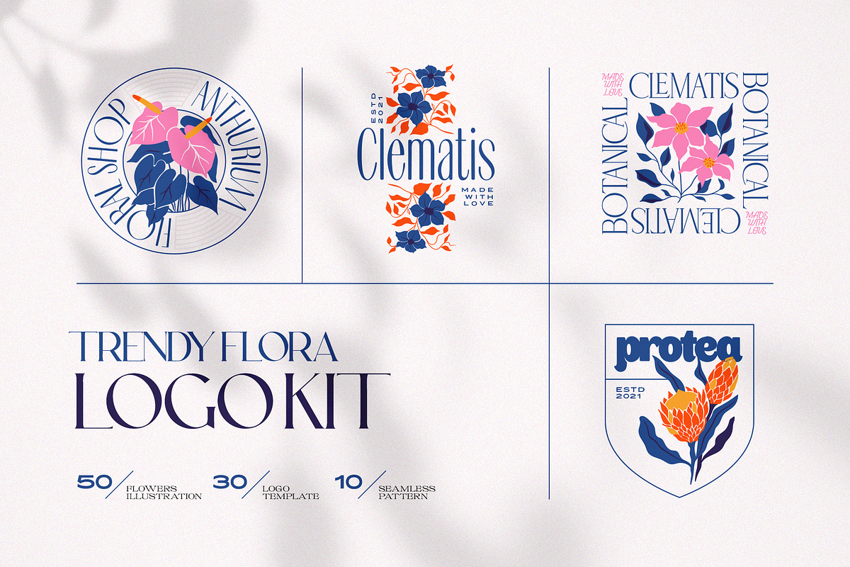 Trendy Flora Logo Kit | Creative Market