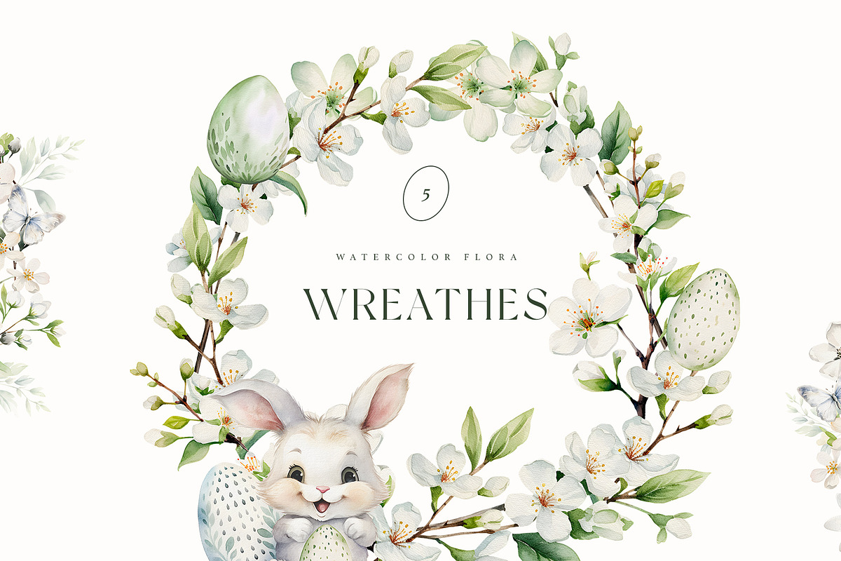 Watercolor bunnies easter clipart