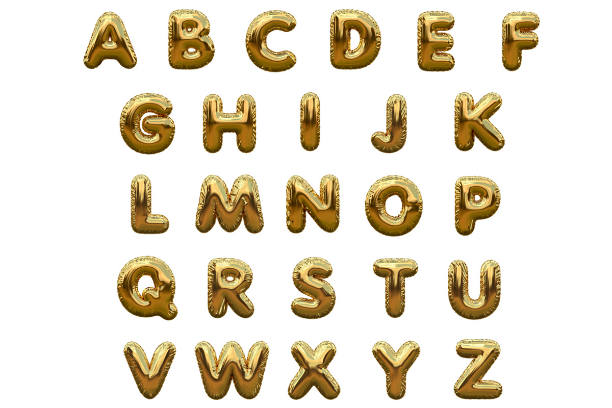 Gold Foil Balloon Alphabet, a Background Graphic by ink drop