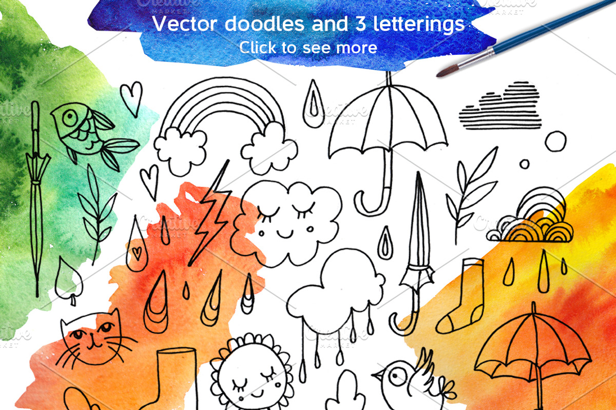 Rainy day - watercolor bundle, a Decorative Illustration by Beauty Drops