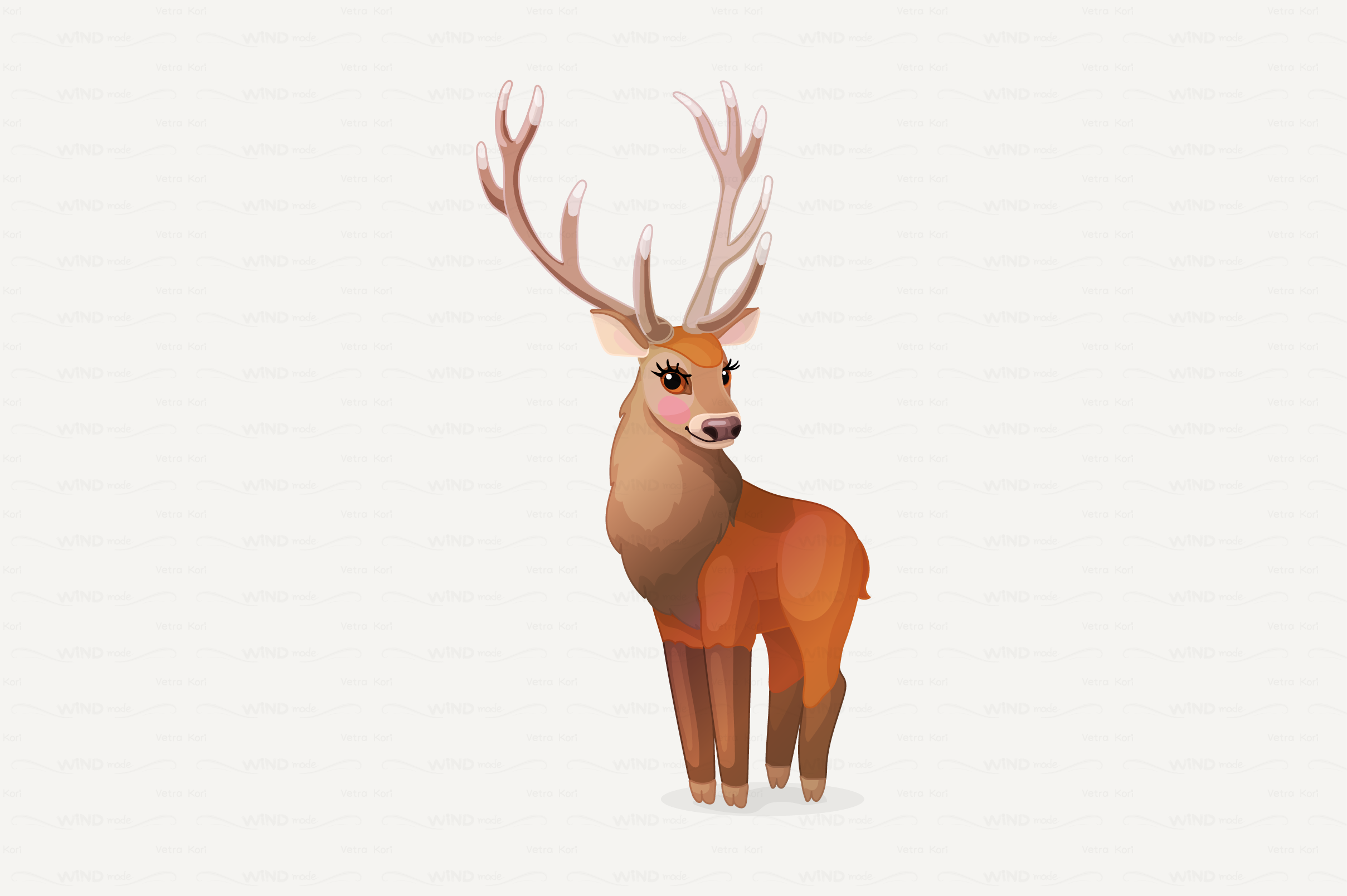 vector Red deer, Cervus Elaphus, an Animal Illustration by WINDmade