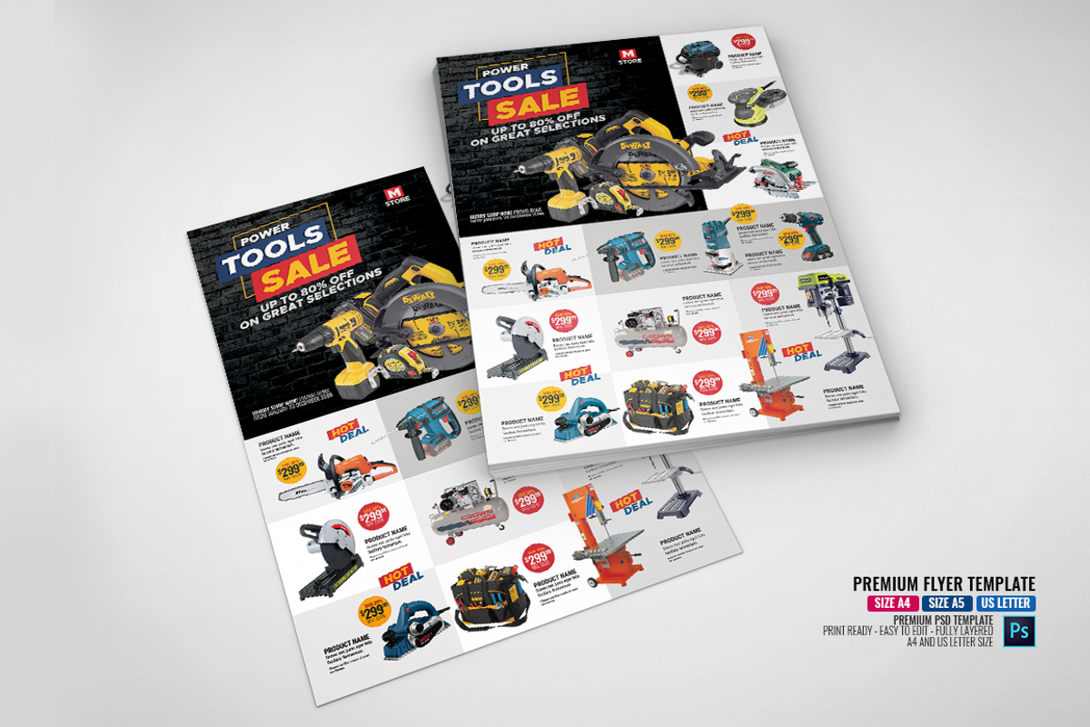 Construction Tools Sales Flyer, a Flyer Template by PSDPixel