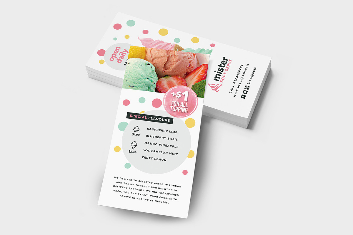 Ice Cream Shop DL Card Template, a Card Template by BrandPacks