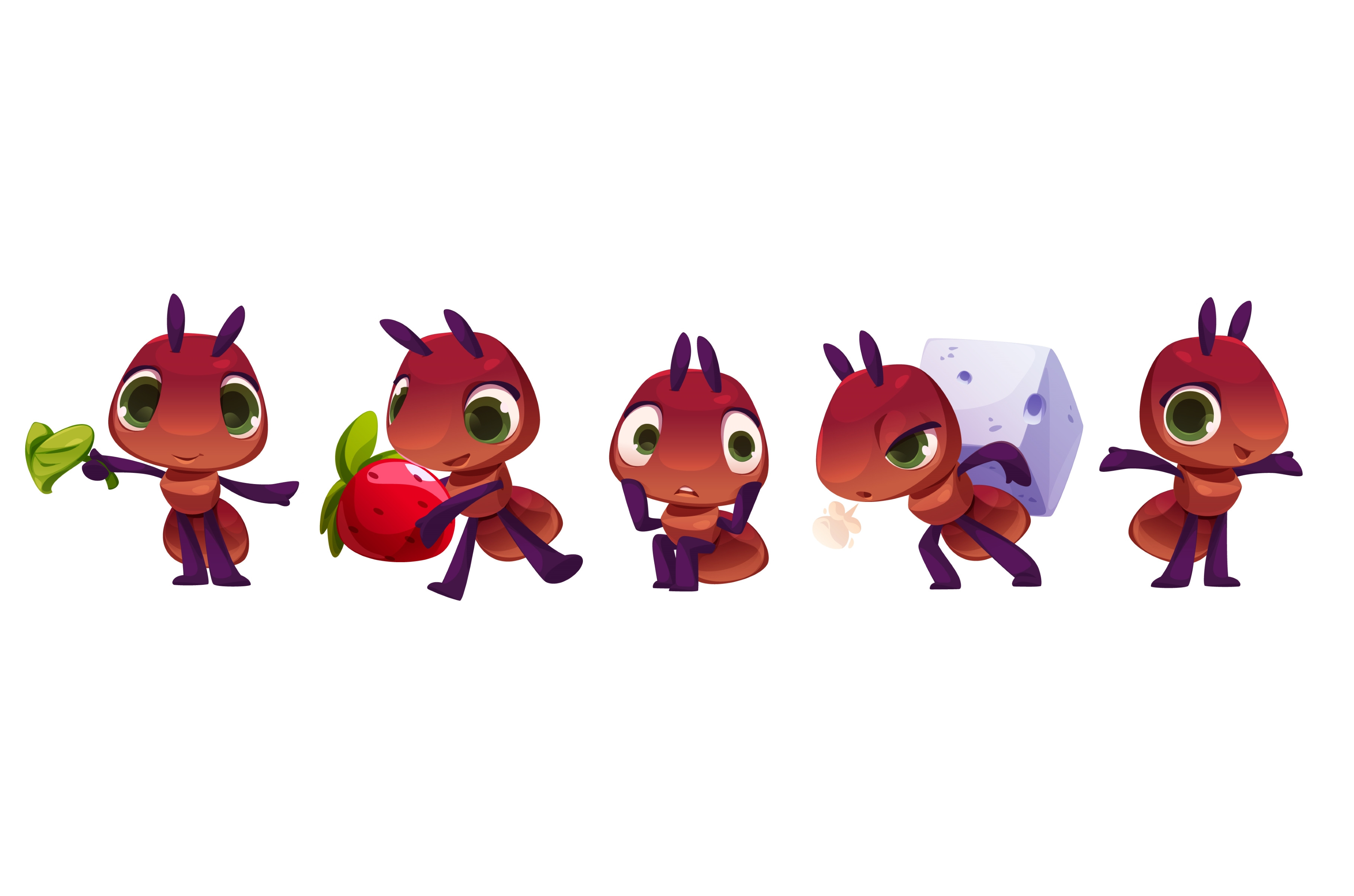 Set of cute ant characters on white, an Animal Illustration by art PVP ...