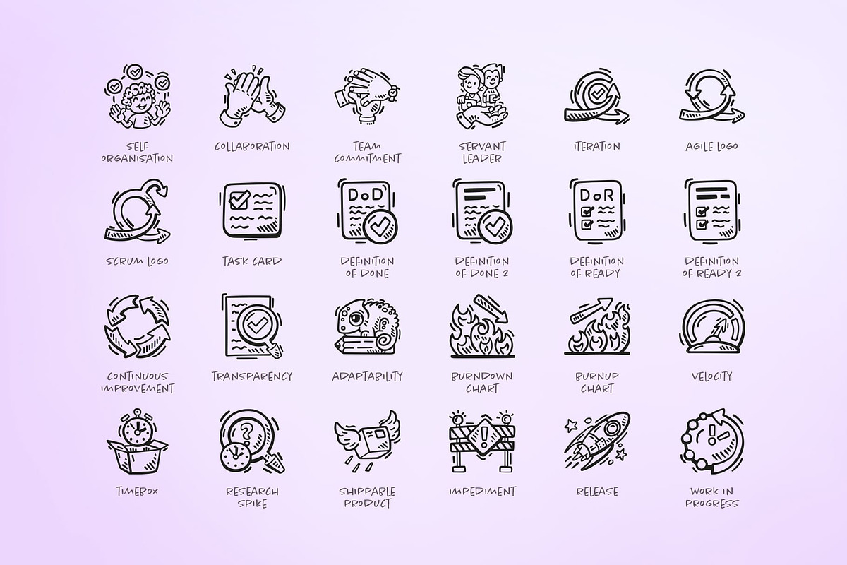 Scrum & Agile Doodle Icons - LITE