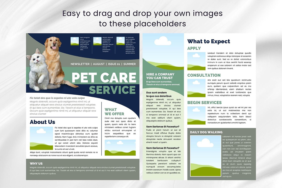 Canva newsletter template for pet care