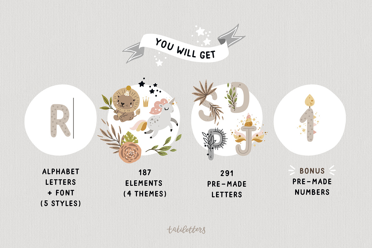 Kids Name creator Nursery art & Font, an Animal Illustration by tatiletters