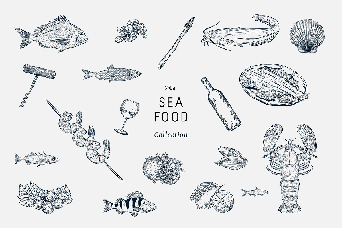 Elegant Seafood Vector Collection