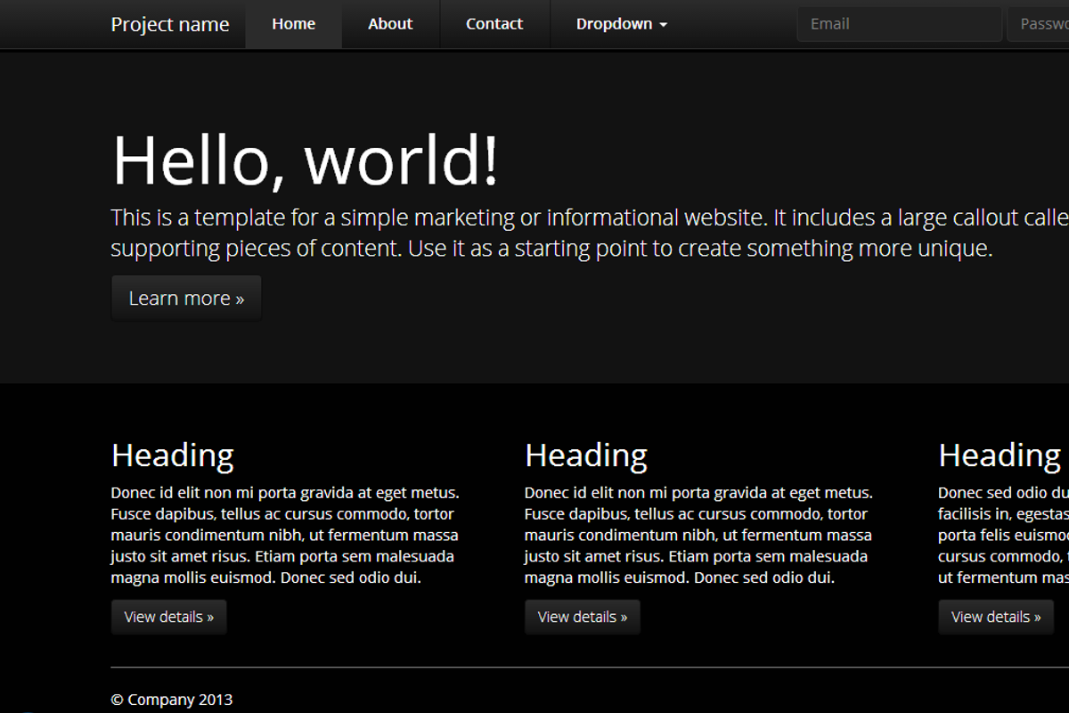 Bootstrap 3.0. theme Classic Dark UI, a Bootstrap Template by Bootstraptor