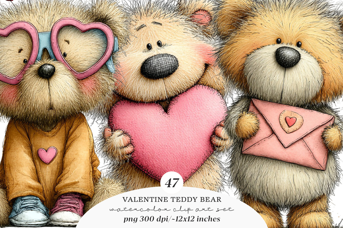 Valentine Teddy Bear Clipart PNG, an Illustration by SinaCreation