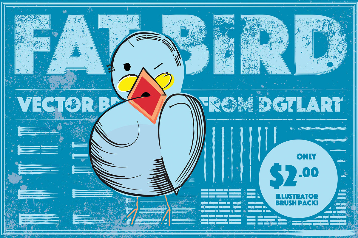 Fat Bird – Vector Brushes & Textures, a Brush Add-On by Dgtlart