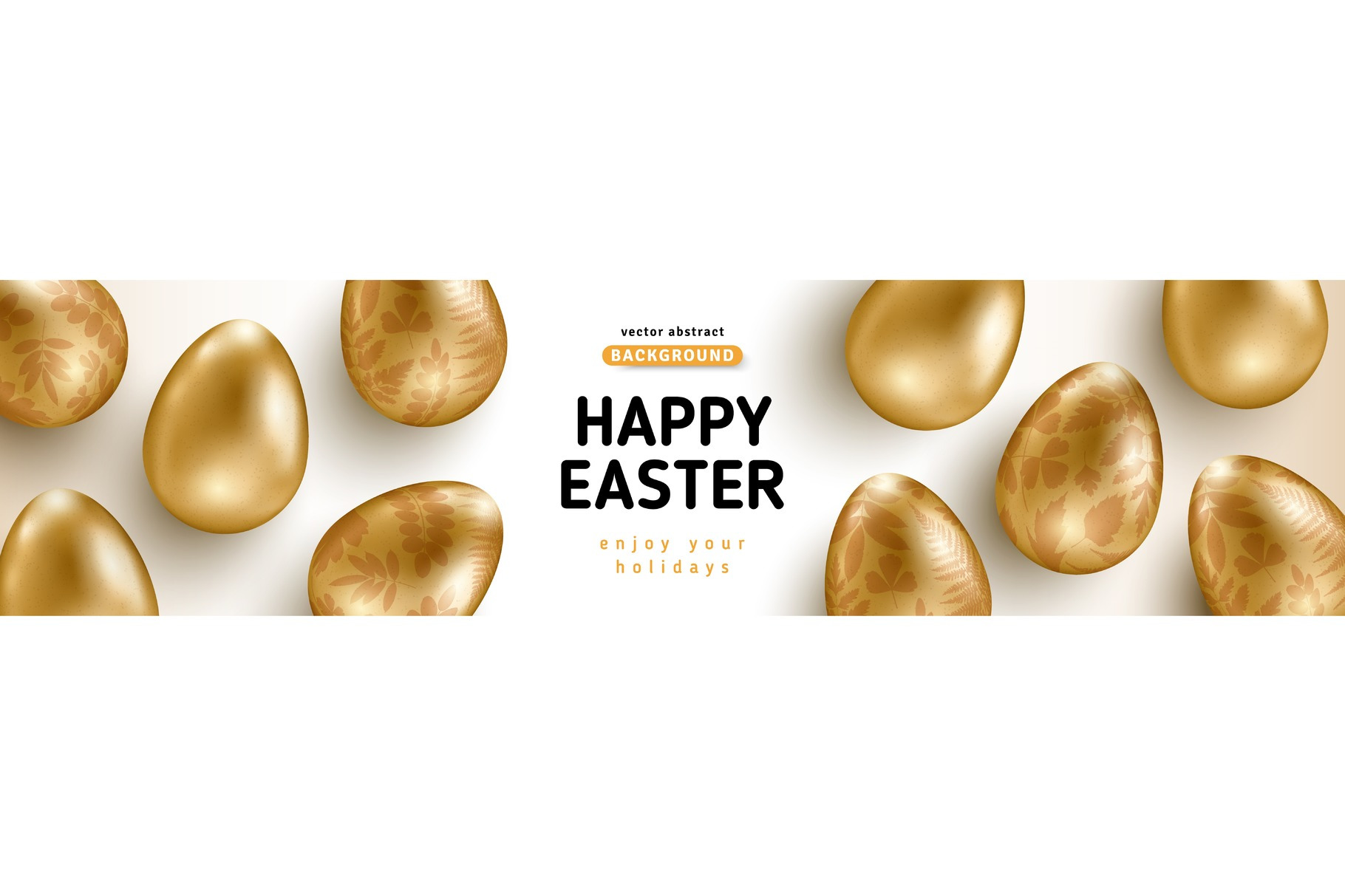 Easter banner with gold eggs, a Food Illustration by kotoffei