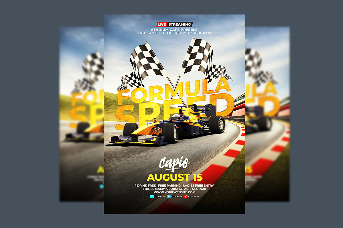 Formula Race Flyer template, a Flyer Template by bunebx