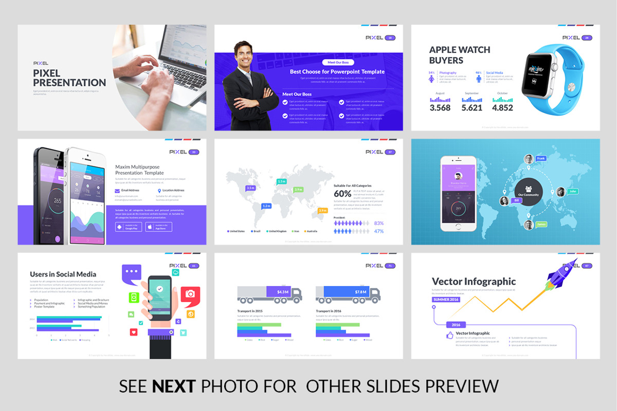 Pixel , Business Powerpoint Template, a Presentation Template by MeemSlide