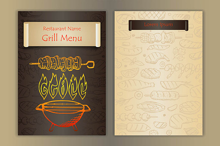 3 Fire Grill-BBQ Menus, a Product Mockup by Elena Lux