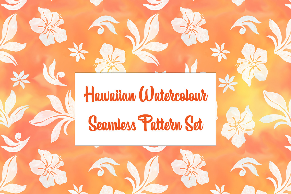 Hawaiian Flowers Seamless Pattern Set