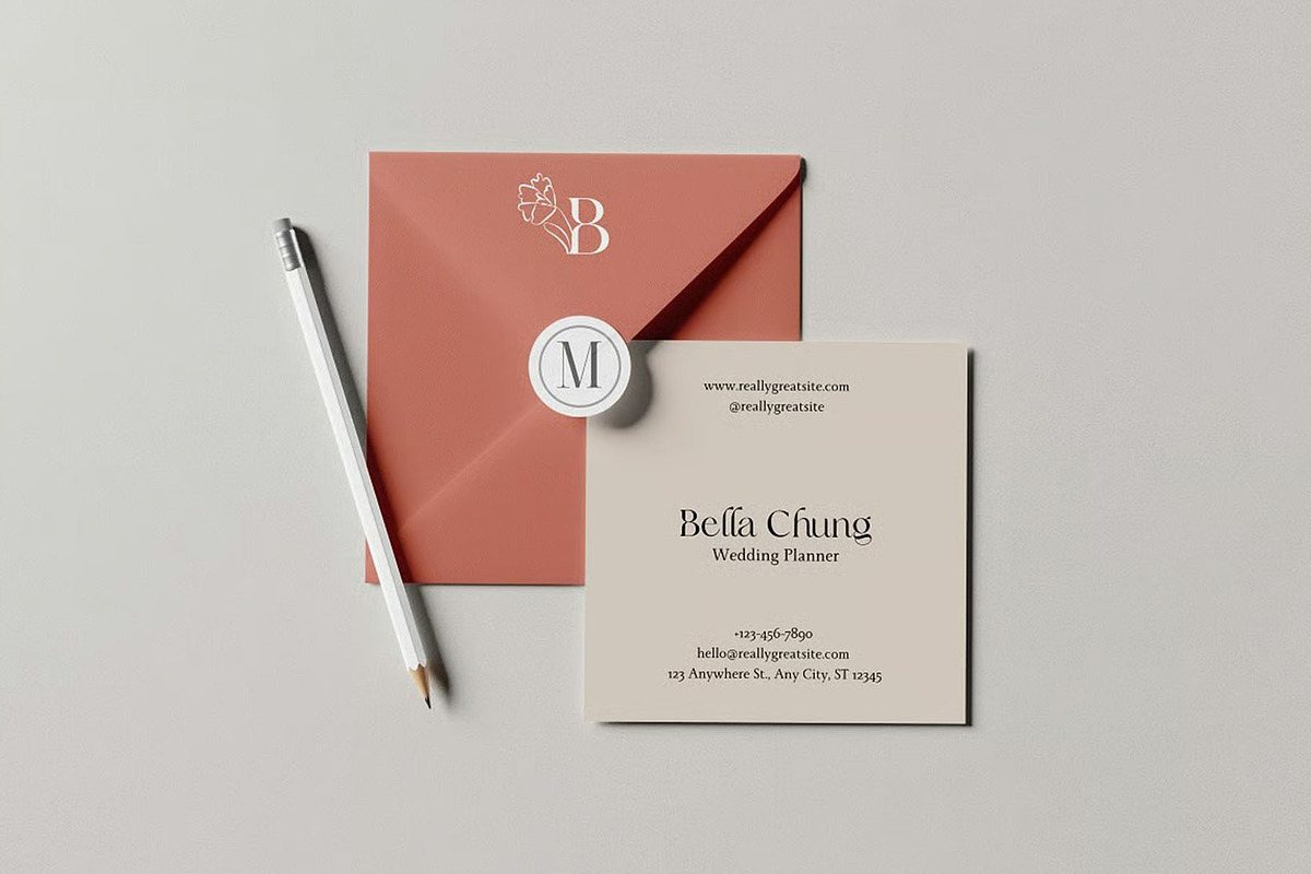 Card & Envelope Square Mockup