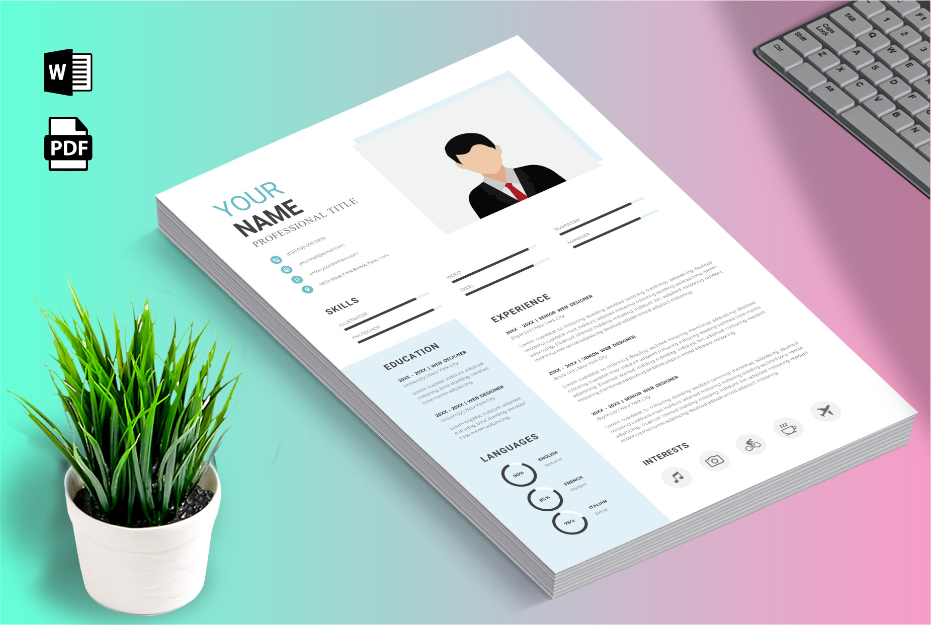 Modern Executive Resume Template, a Resume Template by Blue Digital Studio