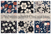 6 Floral patterns & 6 round frames, a Pattern Graphic by Daria Maier