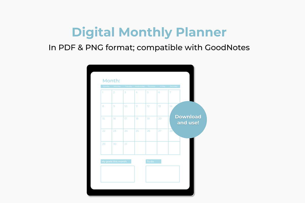 Printable Digital Download Calendar