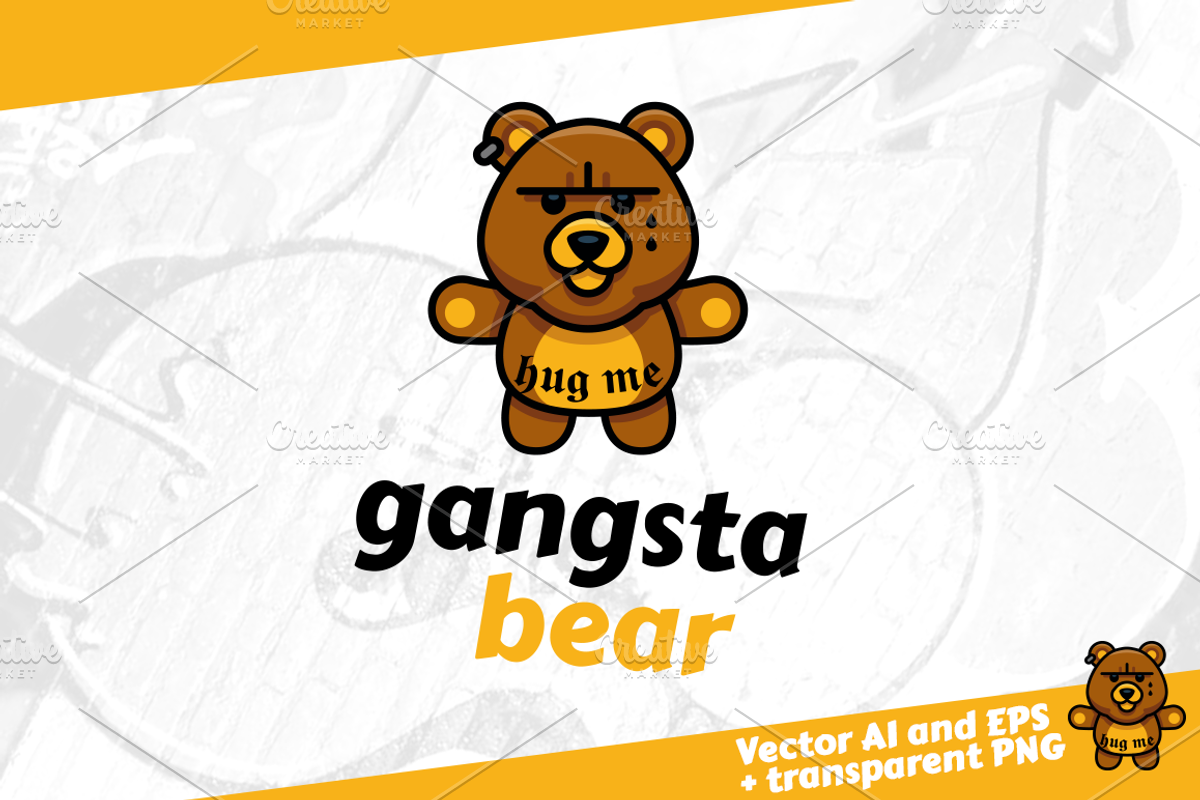 Gangsta Bear - gangster bear logo, a Branding & Logo Template by Manudesign