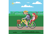 Family cycle vector poster with, a Healthcare Illustration by RocketArt
