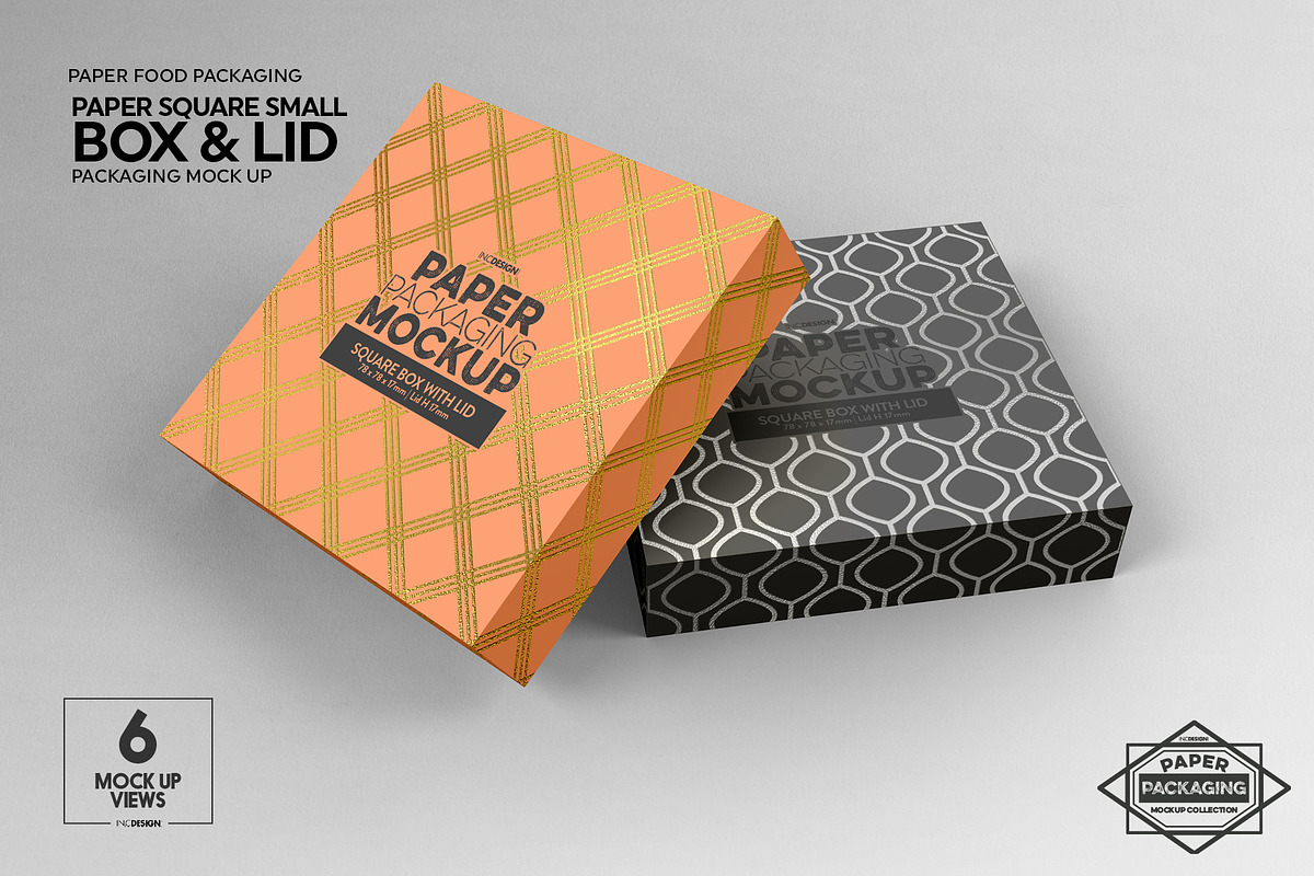 Small Square Paper Box&Lid Mockup, a Cups & Container Mockup by INCDesign