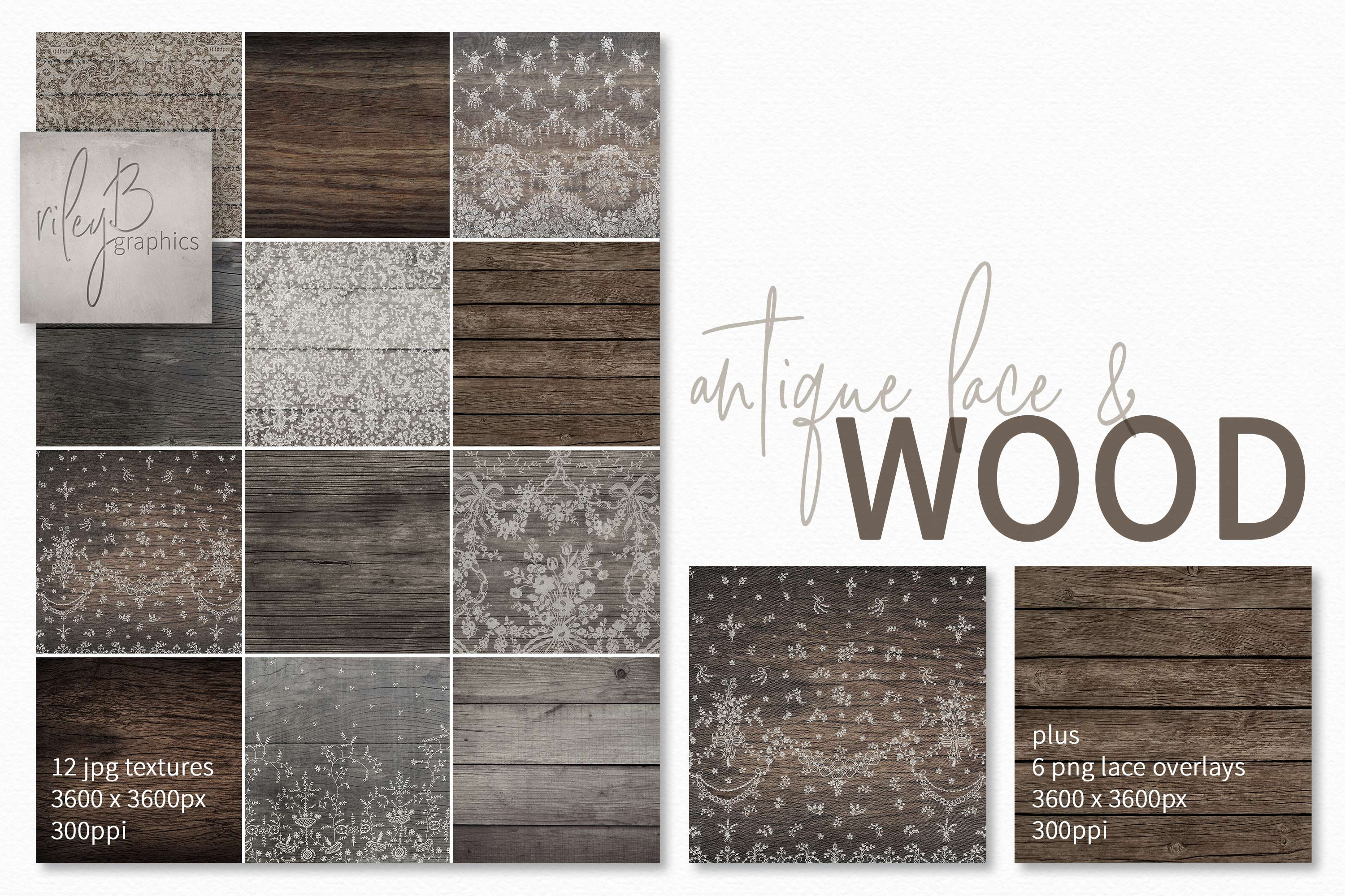 Antique Lace and Wood Textures, a Texture Graphic by rileyBgraphics