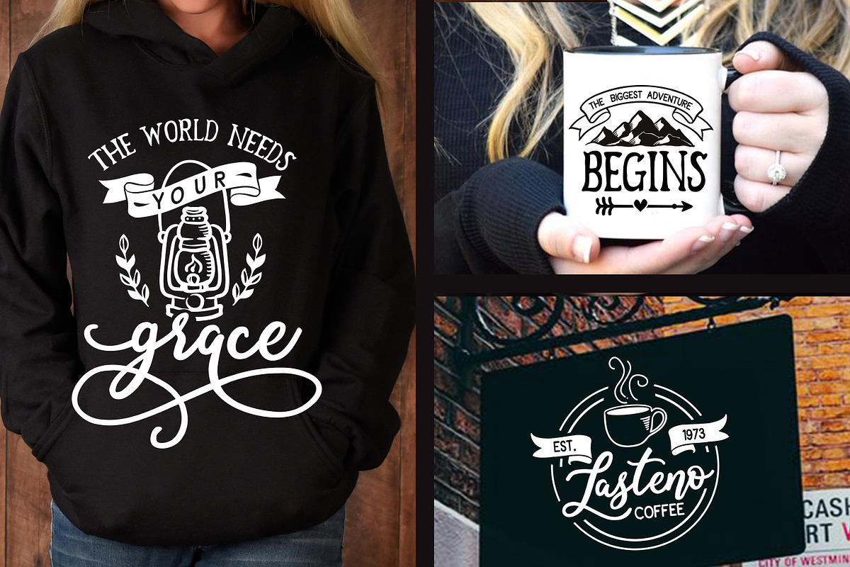 Biosha Font trio and extras, a Script Font by BlackCatsMedia | Creative Market