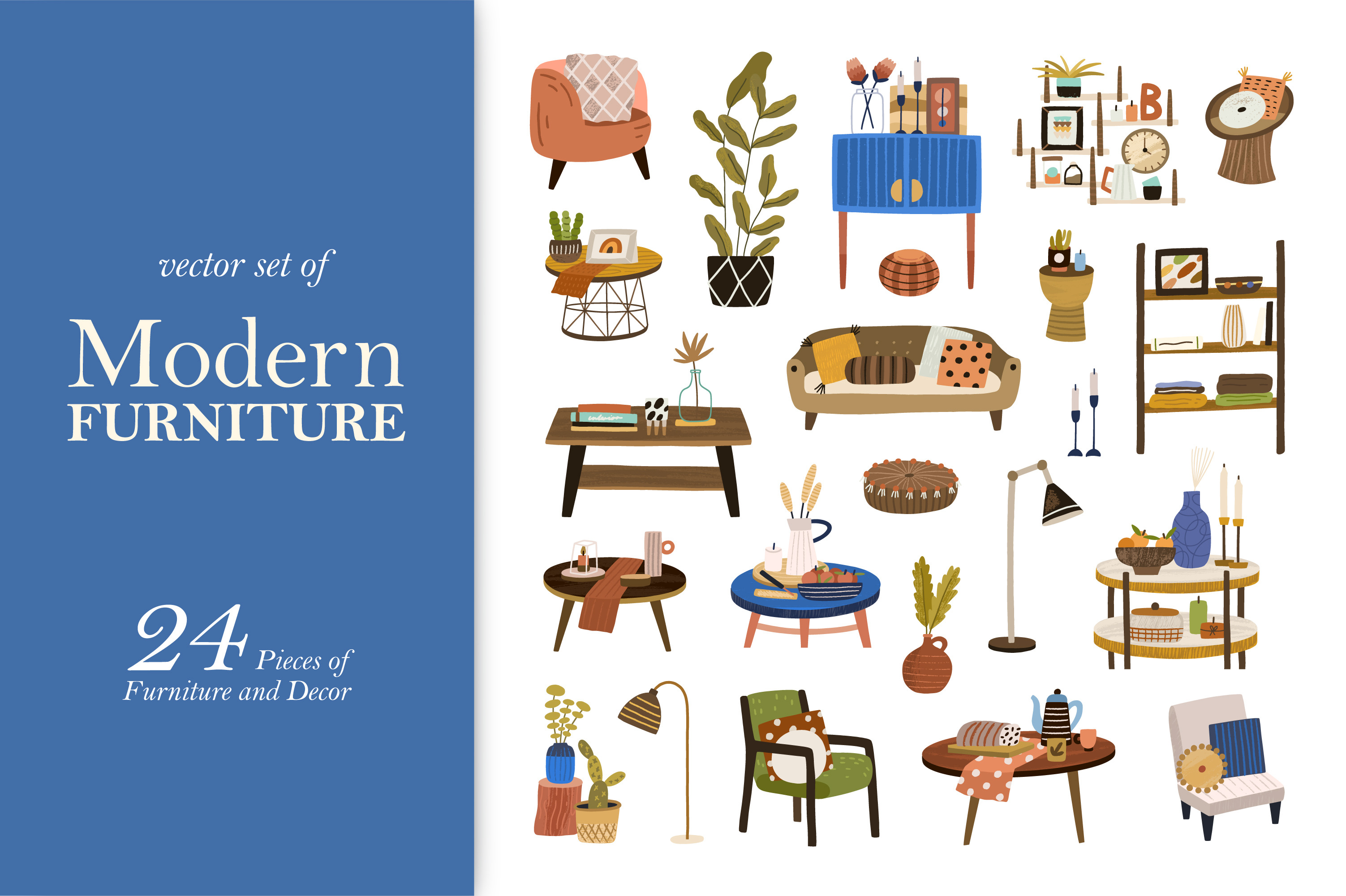 Modern furniture and home decor set, a Decorative Illustration by Good ...