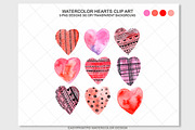 Watercolor Valentines Hearts Clipart, an Illustration by Magic Story Studio