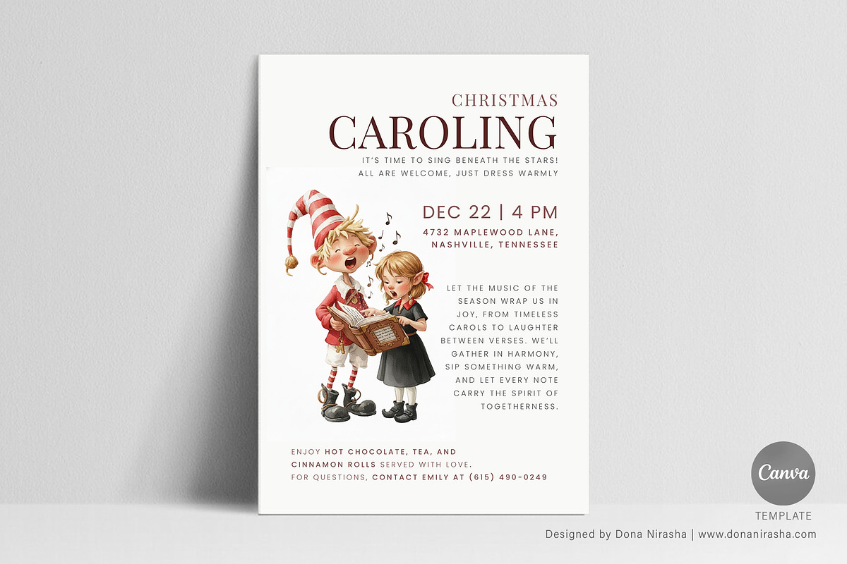 Christmas Carol Canva Invitation