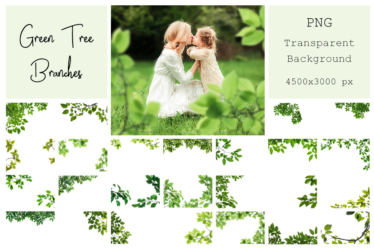 120 Green Tree Branches Overlays, a Layer Style Add-On by LovePhotoMoment