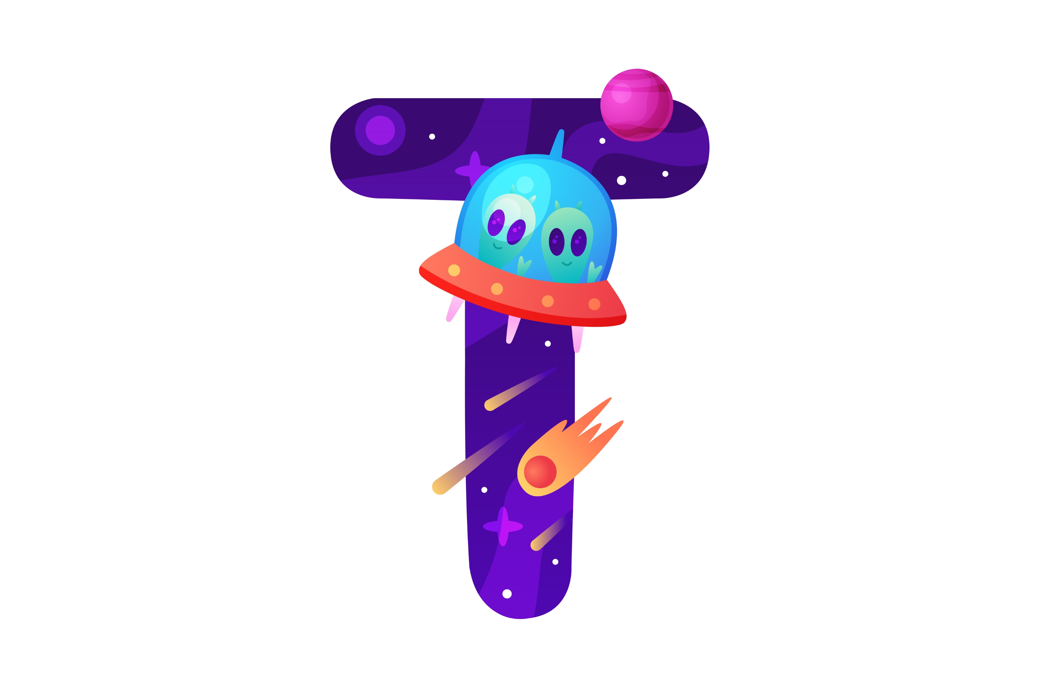 Space Letter T as Font and Alphabet | Education Illustrations ...
