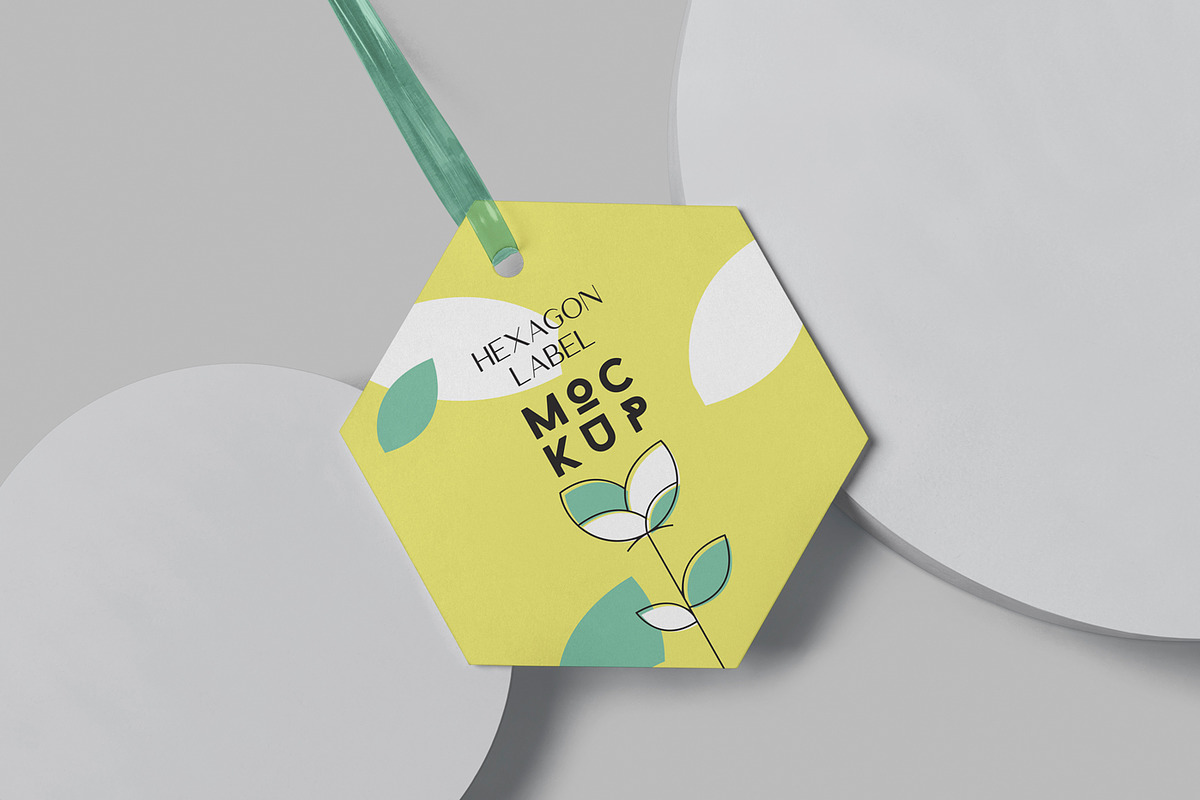 Hexagon Hang Tag Label Mockups, an Apparel Mockup by DesignNeutrons ...