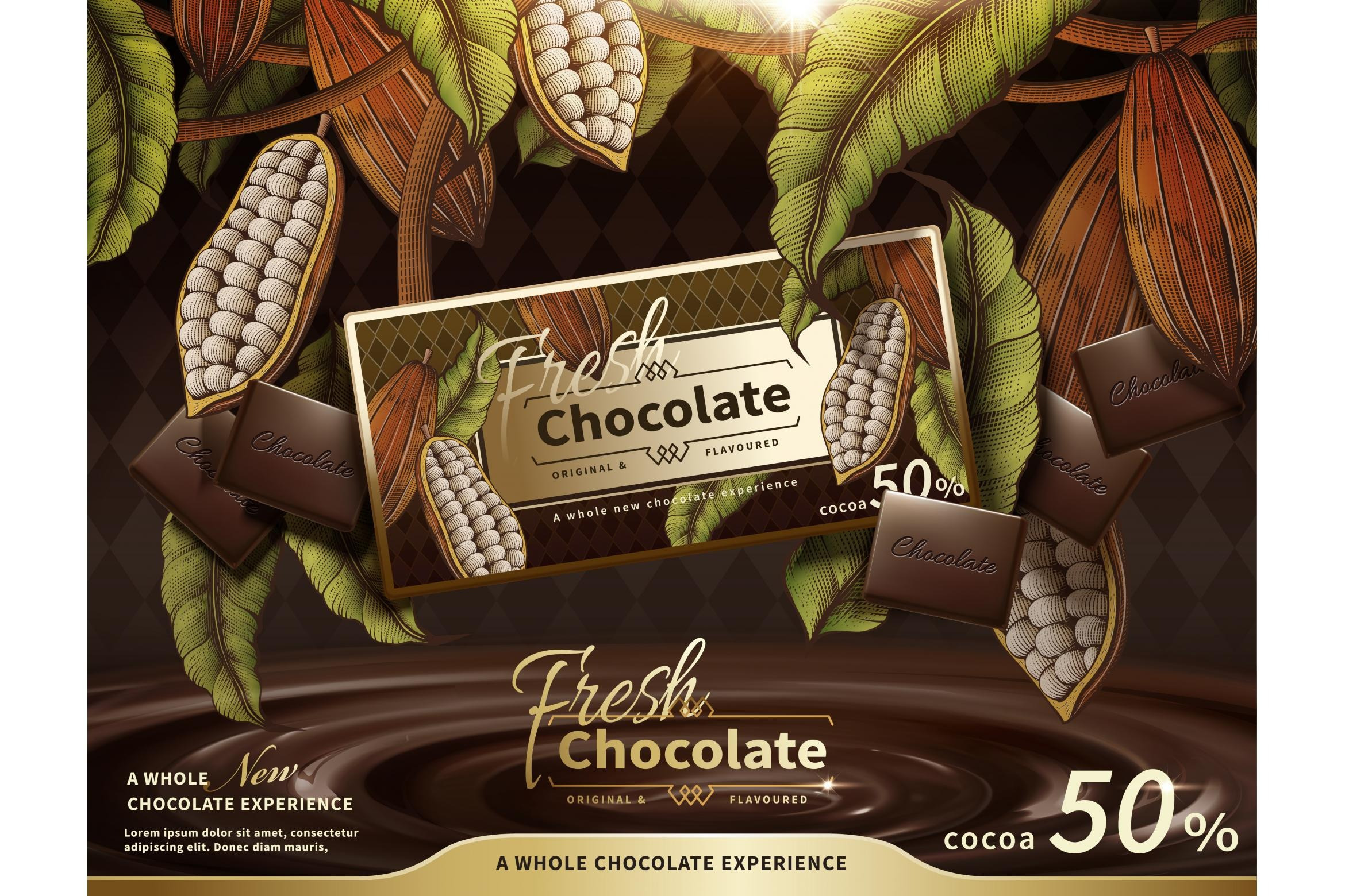 Premium chocolate ads, a Flyer Template by TotallypicRF | Creative Market