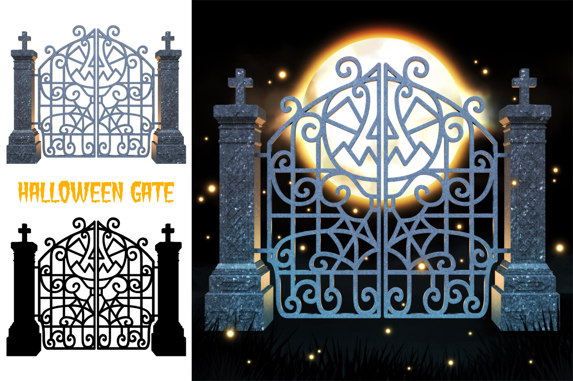 Halloween Gate 3D Render, a Seasonal Illustration by pixaroma