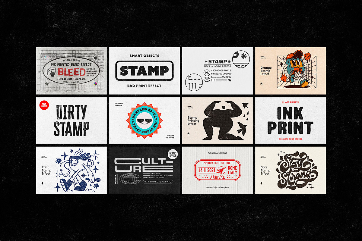 12-in-1 Stamp Effects Bundle, a Graphic by pixelbuddha.net
