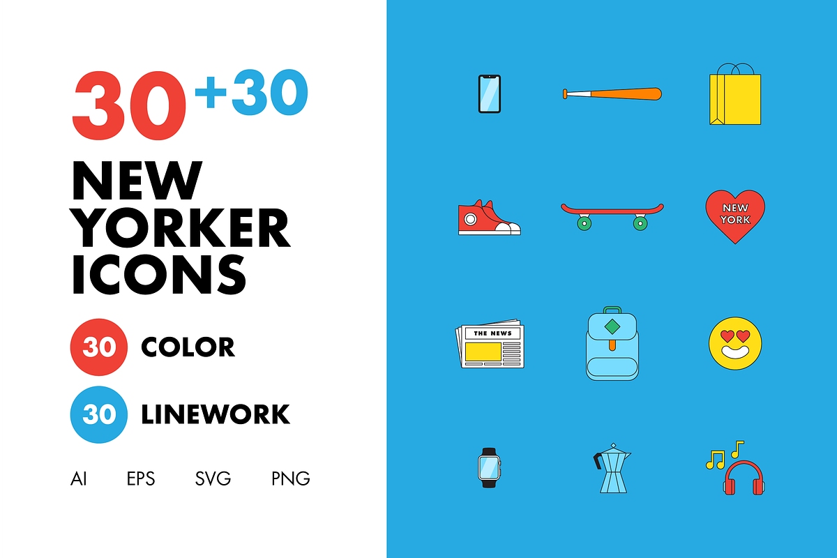 30+30 New Yorker Icons, an Outline Icon by Hello Mister Frank ...