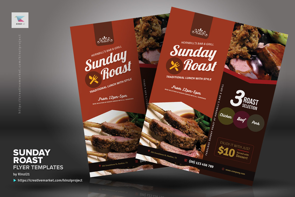 Sunday Roast Flyer Templates, a Flyer Template by kinzi21